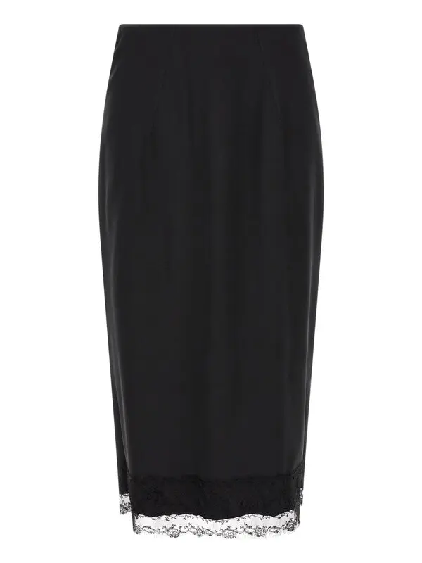 Ermanno Scervino Slim-fit Lace Hem Midi Skirt - Black