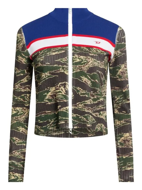 DIESEL® Camouflage Knit Zip-up Jacket - Green