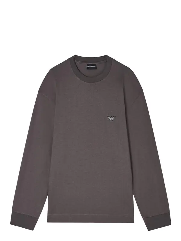 Emporio Armani Crewneck Long Sleeve Top - Black