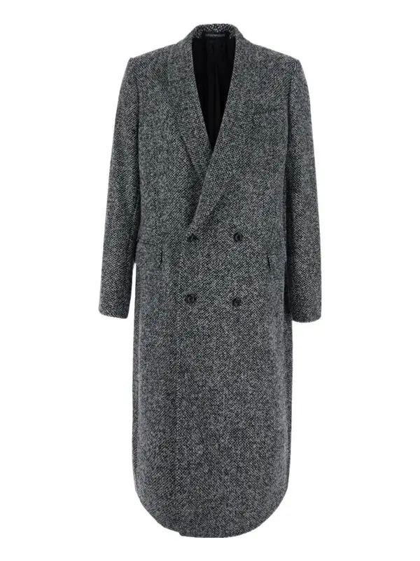 Emporio Armani Long-sleeved Double-breasted Coat - Black