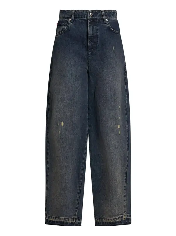 MAXCO. Max&co. Loose Fit Faded Distressed Denim Jeans - Blue