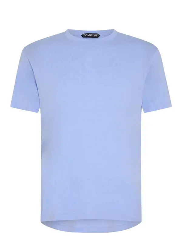 TOM FORD Crewneck Short Sleeve Top - Blue