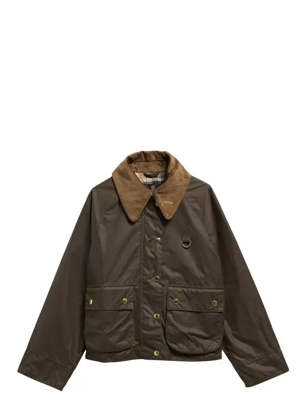 Barbour Short Loose Fit Waxed Cotton Jacket - Black