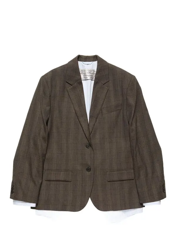 Acne Studios Checked Wool Suit Jacket - Brown/black