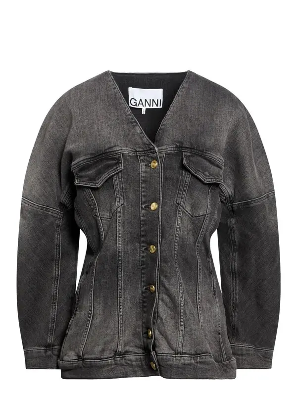 GANNI Denim Trucker Jacket - Black
