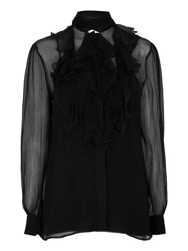 Gucci Ruffled Silk Blouse - Black