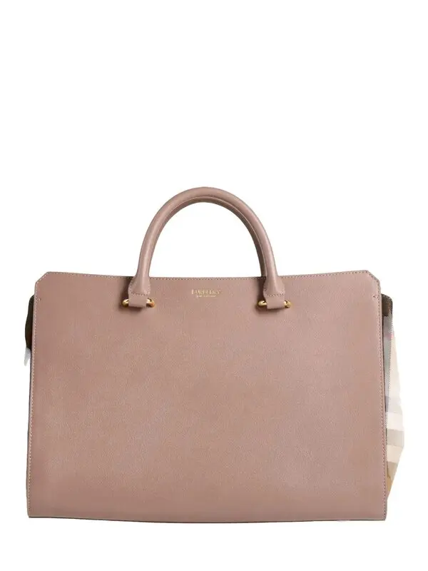 Burberry Two-tone Pebbled Leather Tote Bag - Nude