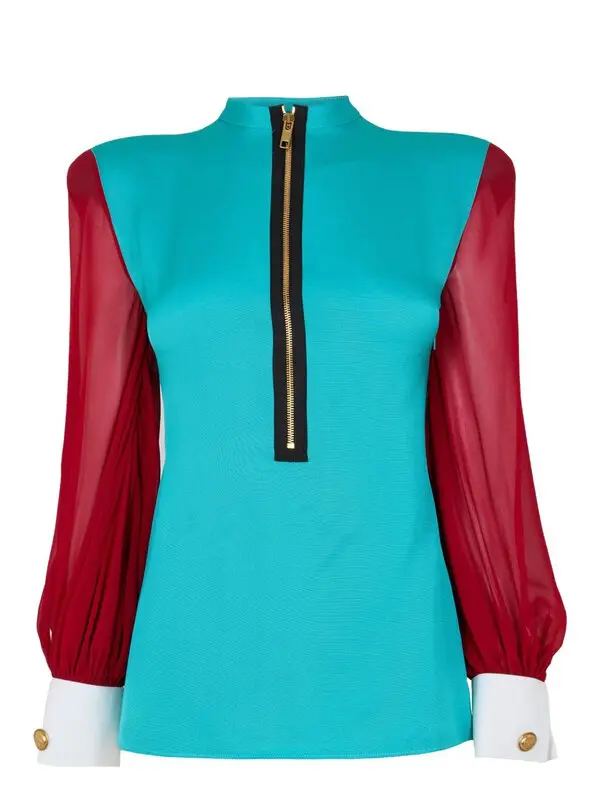 Gucci Long Sleeve Shirt With Zipper Detail - Blue