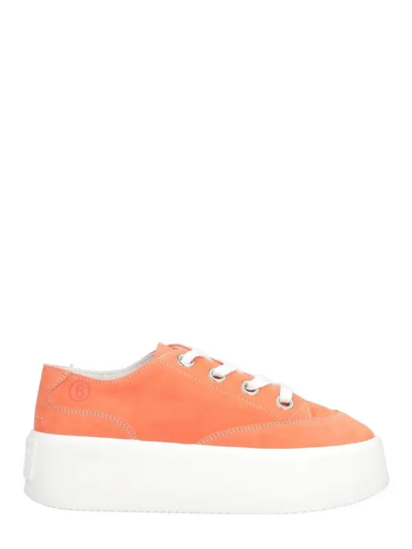 MAISON MARGIELA Orange Leather Low Top Trainers - White