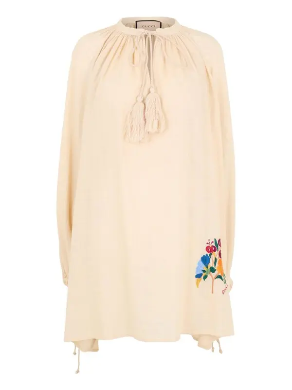 Gucci Long Sleeve Shirt With Tassel Tie - No