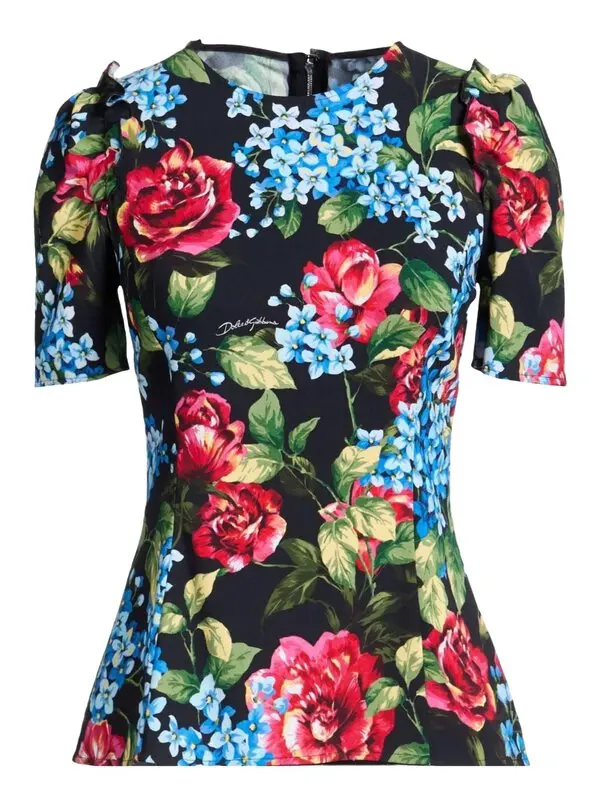 Dolce & Gabbana Floral Print Short-sleeve Top - Black