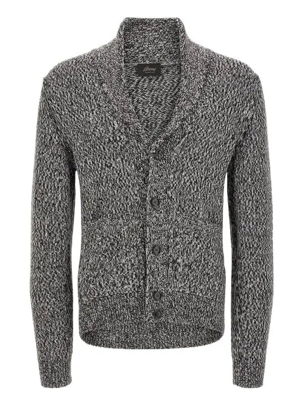 Brioni Long-sleeve Shawl Collar Cardigan - White/black