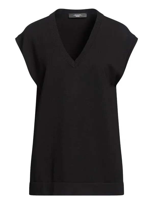 Max Mara Sleeveless V-neck Knit Pullover - Black
