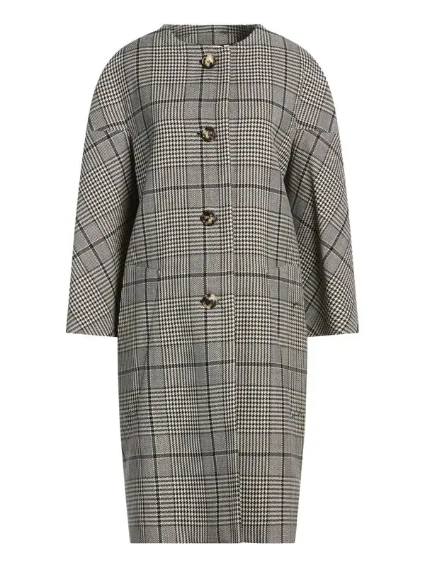 Marni Plaid Single-breasted Long Coat - Black