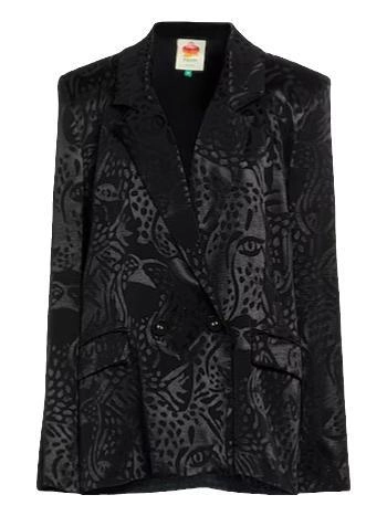 Farm Rio Double Breasted Jacquard Blazer - Black