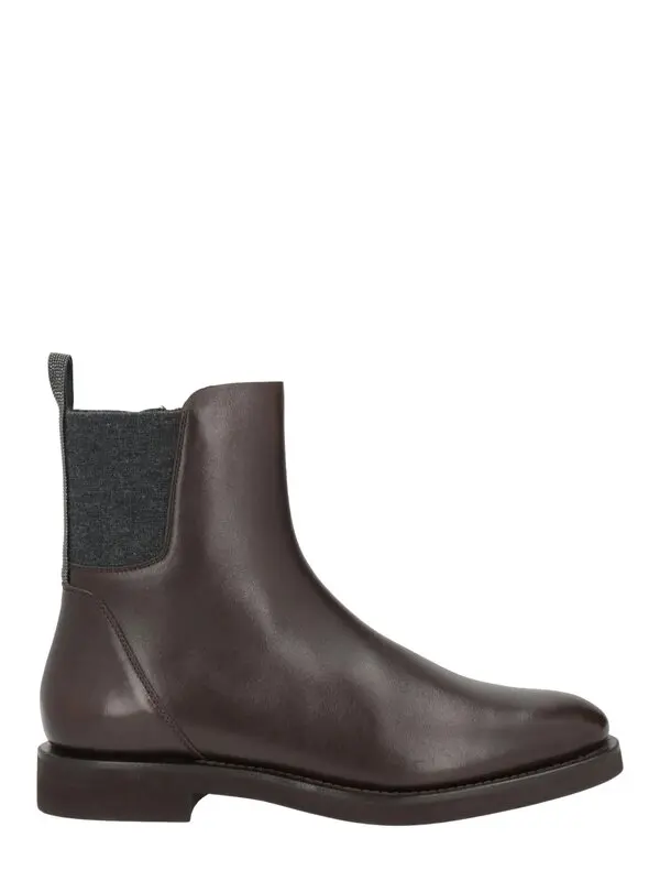 Brunello Cucinelli Leather Ankle Boots With Crystal Embellishments - Black