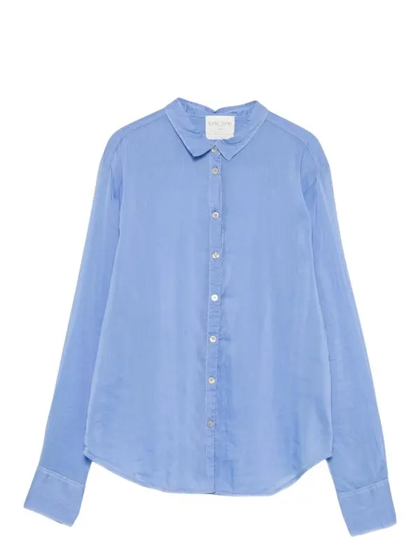 FORTE_FORTE Single-breasted Long Sleeve Shirt - Blue