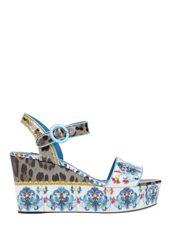 Dolce & Gabbana Printed Wedge Sandals - No