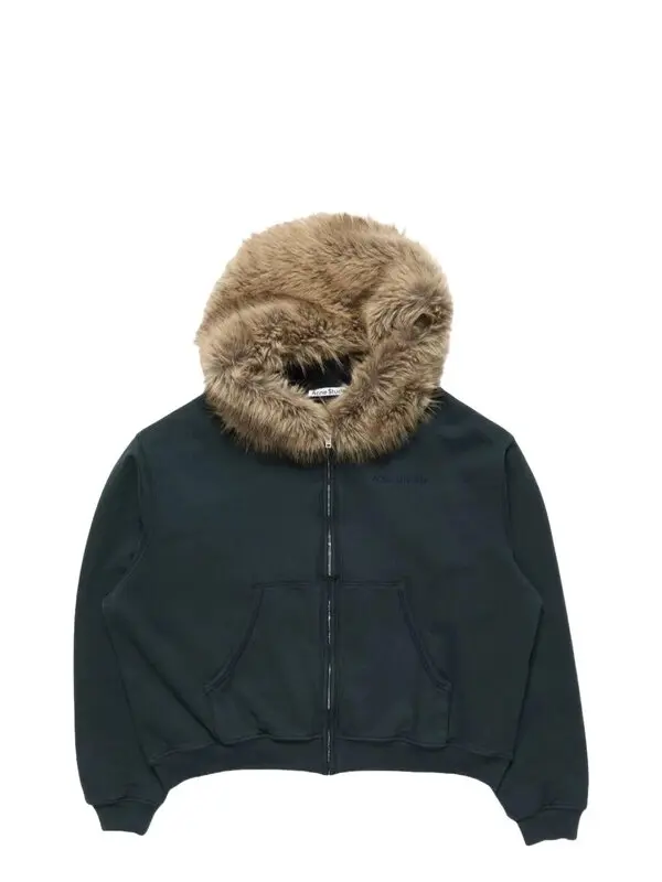 Acne Studios Faux Fur Hooded Sweater - Deep Navy Blue