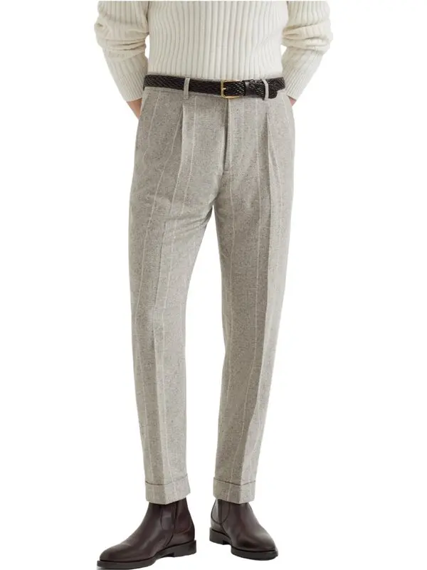 Brunello Cucinelli Striped Tailored Trousers - Gray