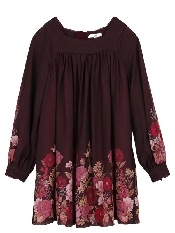 Chloé Floral-print Wool Dress - Black