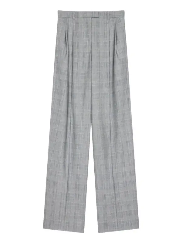 Givenchy Double Pleat Checked Wool Trousers - Gray/black