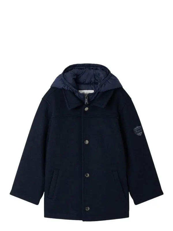 Bonpoint Patch-detail Hooded Coat - Navy