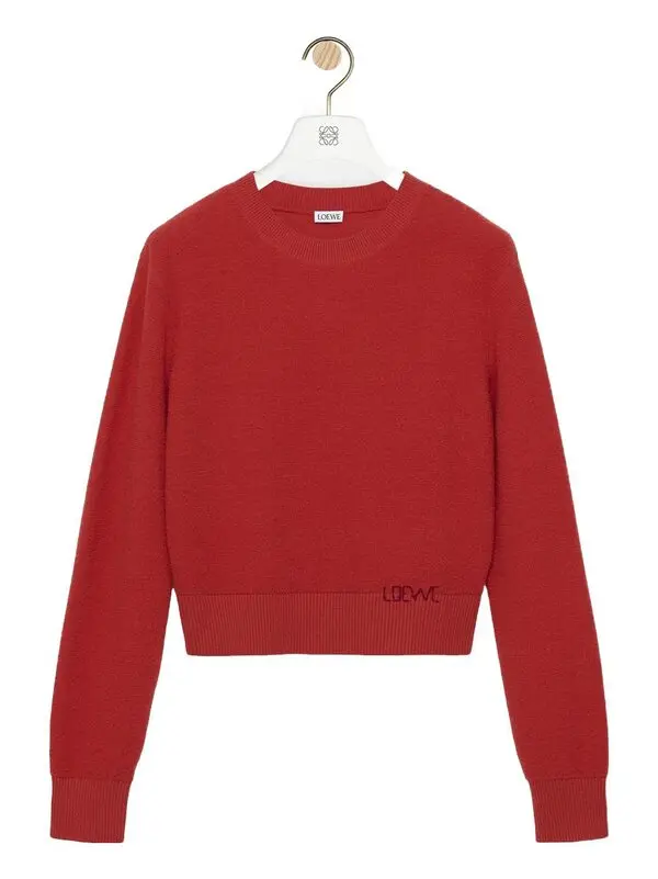 Loewe Wool Sweater With Embroidered Logo - Red