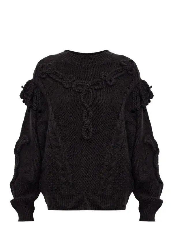 Isabel Marant Étoile Cable Knit Long Sleeve Sweater - Black
