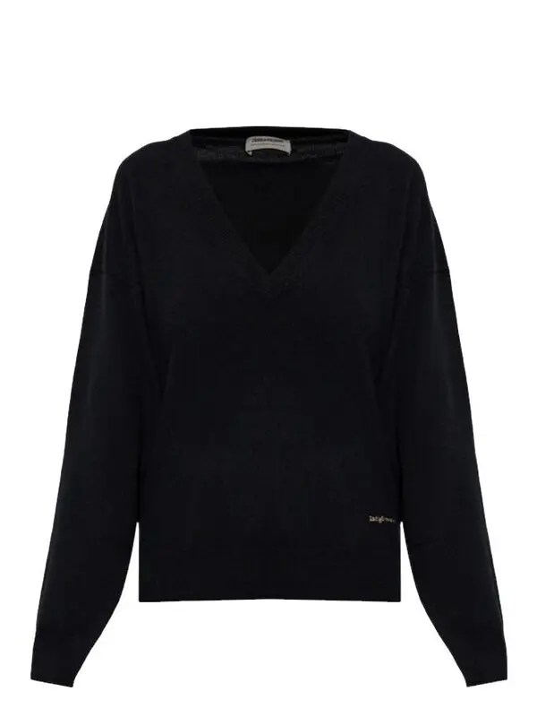 Zadig&Voltaire Long-sleeved V-neck Sweater - Black