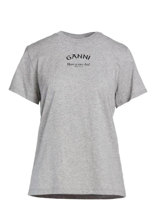 GANNI Printed Crewneck T-shirt - Grey