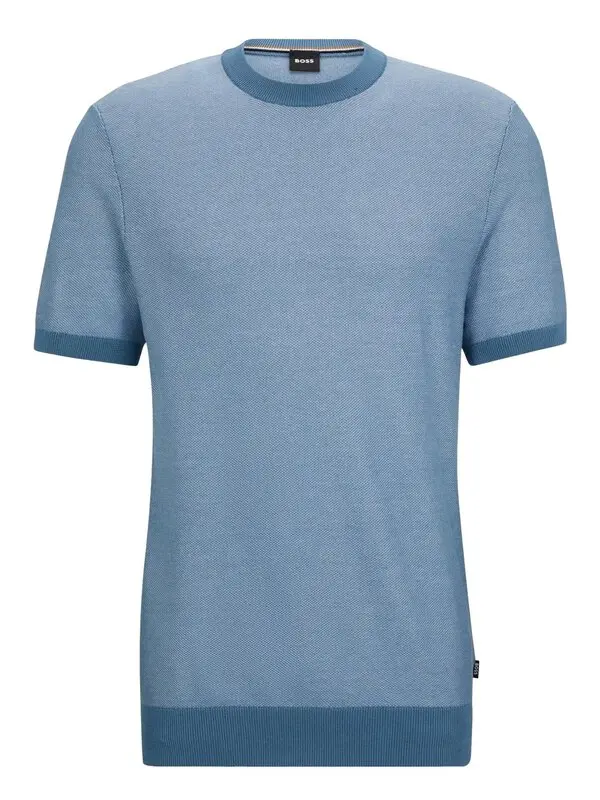 Hugo Boss Colorblock Crewneck Knit Tee - Blue