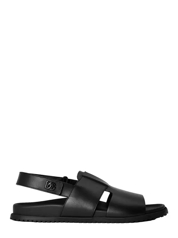 Dolce & Gabbana Flat Leather Sandals - Black