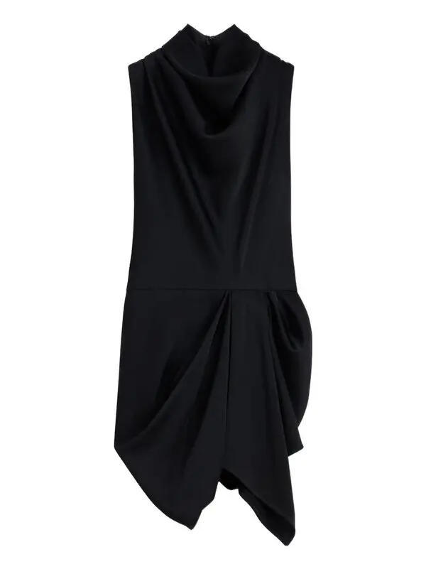 Givenchy Sleeveless Draped Top In Crepe Satin - Black
