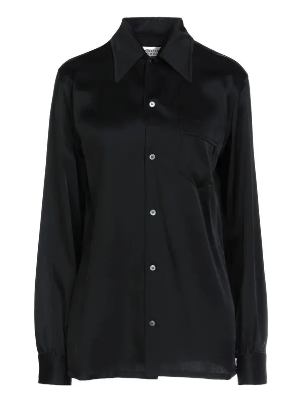MAISON MARGIELA Button-up Long Sleeve Shirt With Pocket - Black