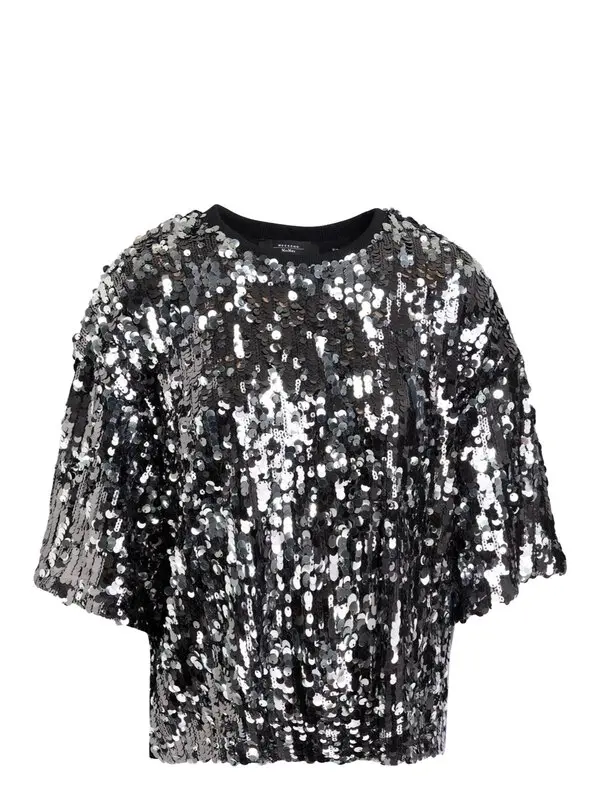 Max Mara Sequin Embellished Mesh T-shirt - Black