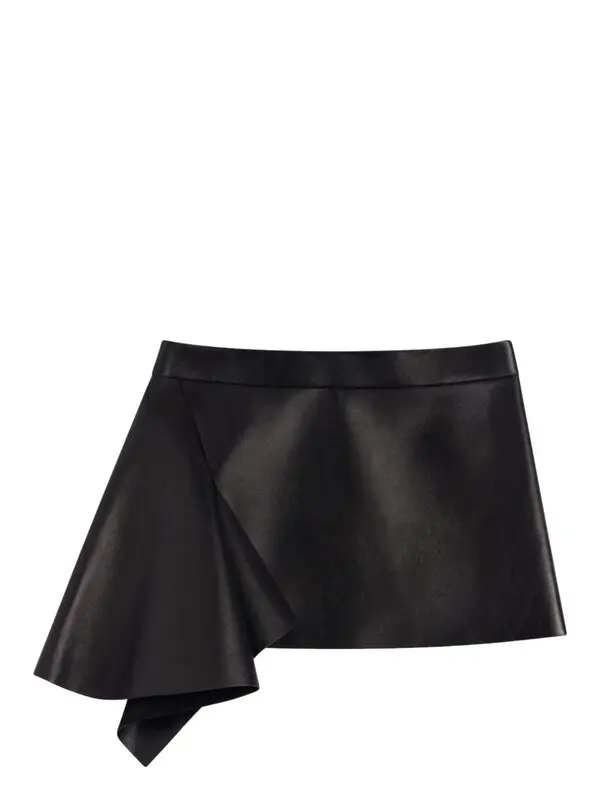 Givenchy Slashed Leather Mini Skirt - Black
