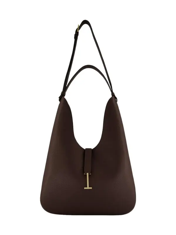 TOM FORD Medium Hobo Shoulder Bag With T Charm - Brown