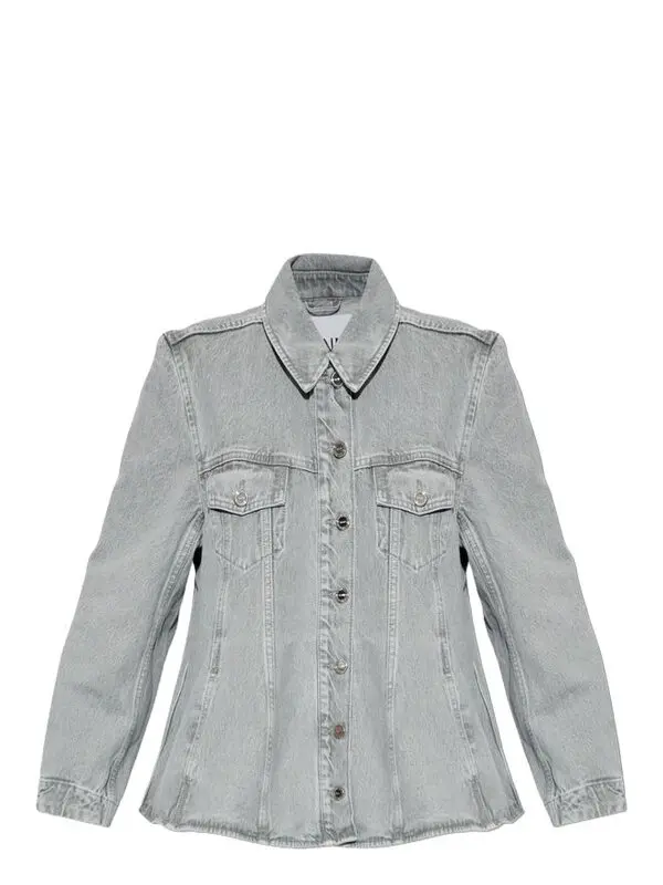 GANNI Long-sleeve Casual Denim Jacket - Grey