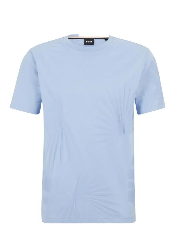 Hugo Boss Light Crewneck Shortsleeve Tee With Radial Jacquard Texture - Blue