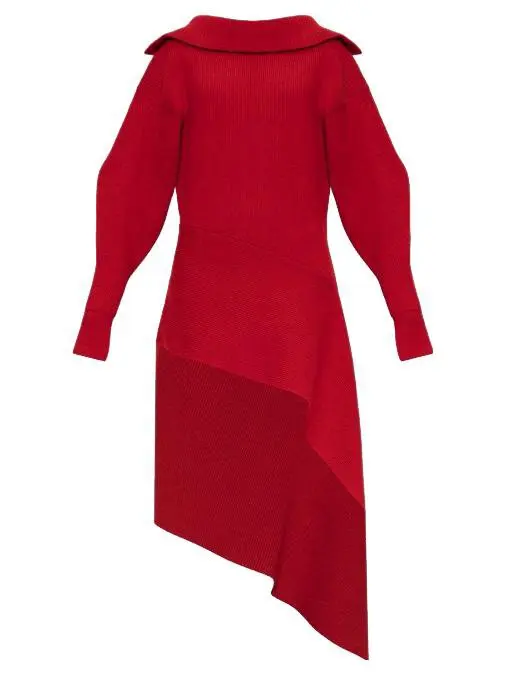 Givenchy Slashed Midi Dress In Wool And Cashmere - Red