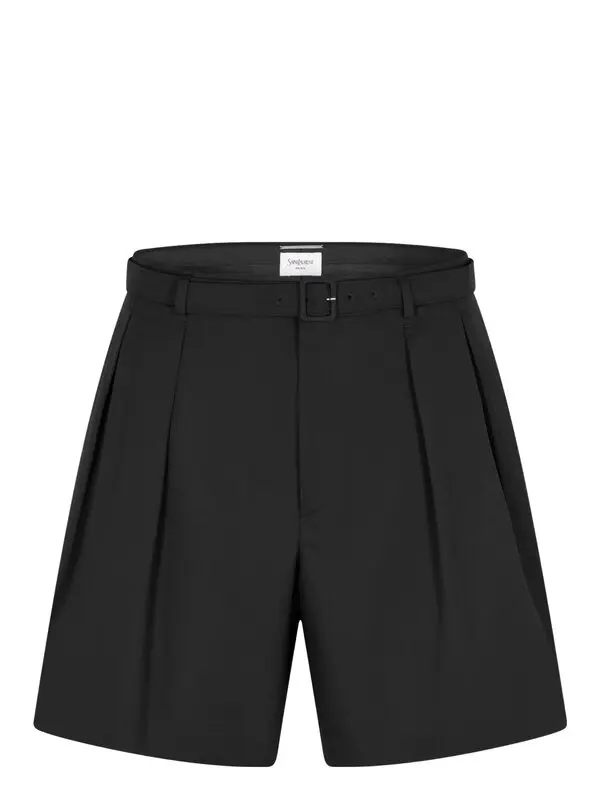 Saint Laurent Pleated Woven Tracksuit Shorts - Black
