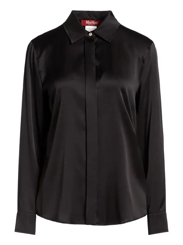 Max Mara Satin Shirt With Button Embellishment - Black