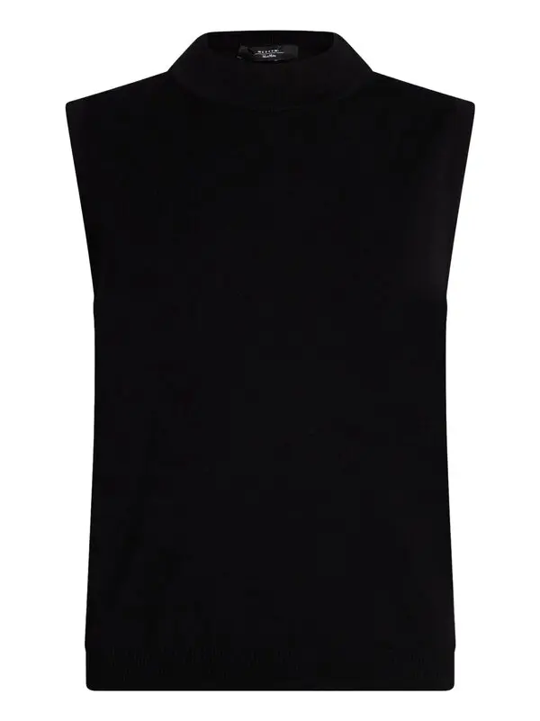 Max Mara Sleeveless High Neck Knit Top - Black