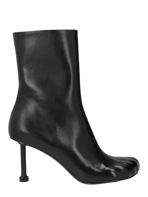 Balenciaga Leather Ankle Boots With Stiletto Heel - Black