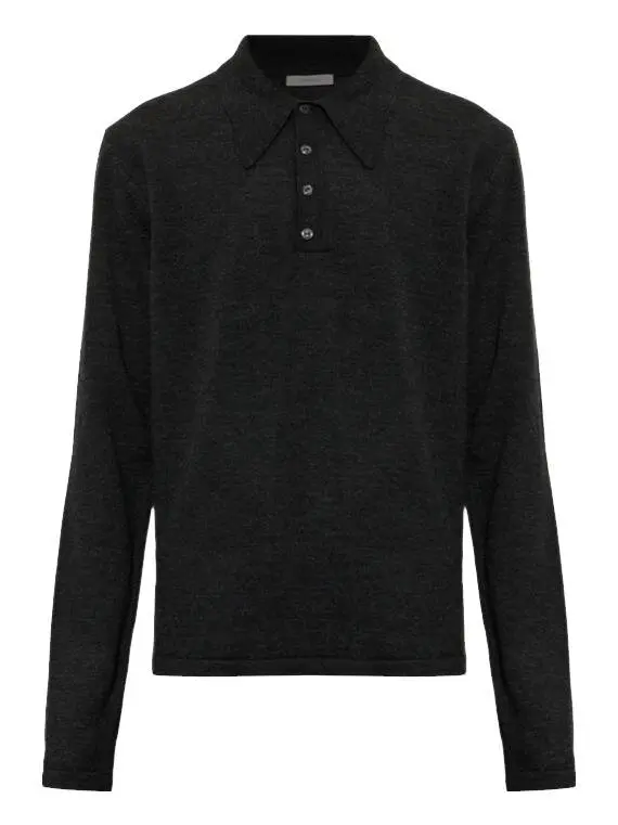 LEMAIRE Long-sleeve Polo Shirt - Black