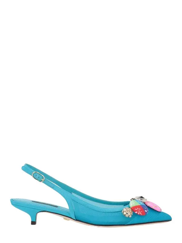 Dolce & Gabbana Slingback Pumps With Embellished Brooch - Green