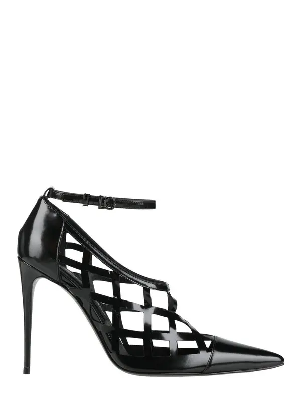 Dolce & Gabbana Glossed-leather Stiletto Courts With Ankle Strap - No