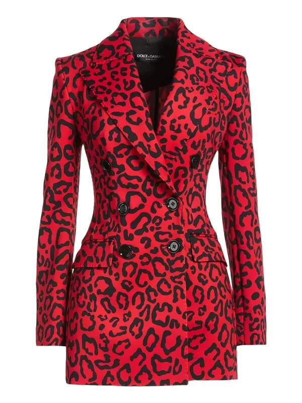 Dolce & Gabbana Double-breasted Leopard Print Blazer - Red