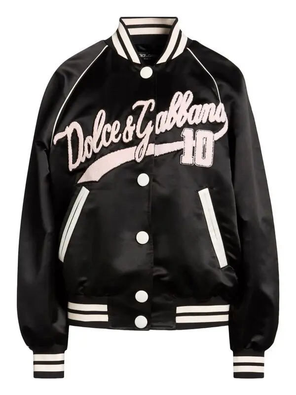 Dolce & Gabbana Appliquéd Varsity Jacket - Black
